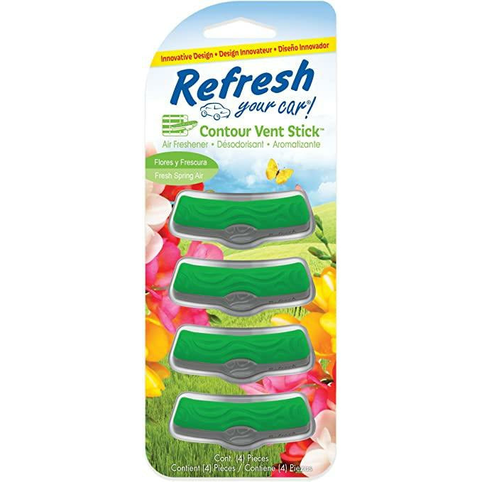 Refresh Your Car! Contour Vent Sticks, 4 Per Pack, Fresh Spring Air