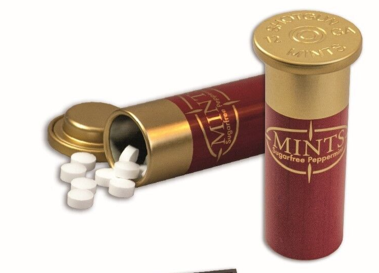 Shell mints peppermint candies in a realistic 12 guage shell